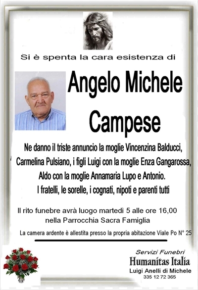 ANGELO MICHELE CAMPESE | Corato | necrologi web