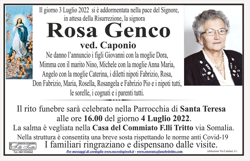 Rosa Genco, | Altamura | necrologi web