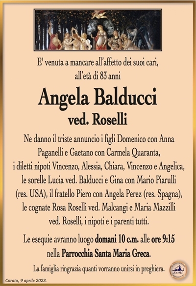 Angela Balducci ved. Roselli | Corato | necrologi web