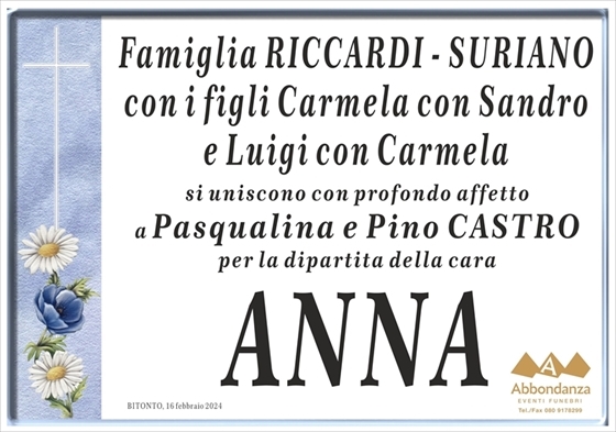 ANNA ACQUAFREDDA | Bitonto | necrologi web