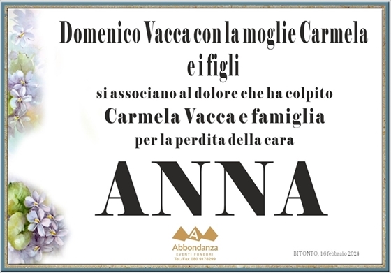 ANNA ACQUAFREDDA | Bitonto | necrologi web