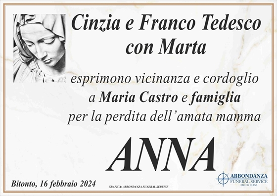 ANNA ACQUAFREDDA | Bitonto | necrologi web