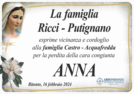 ANNA ACQUAFREDDA | Bitonto | necrologi web