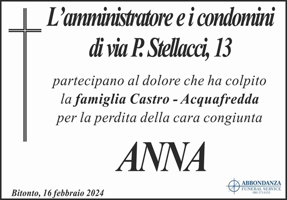 ANNA ACQUAFREDDA | Bitonto | necrologi web