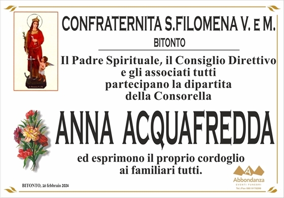 ANNA ACQUAFREDDA | Bitonto | necrologi web