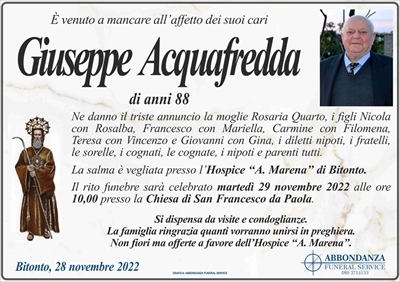 GIUSEPPE ACQUAFREDDA | Bitonto | necrologi web