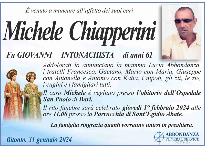 MICHELE CHIAPPERINI | Bitonto | necrologi web