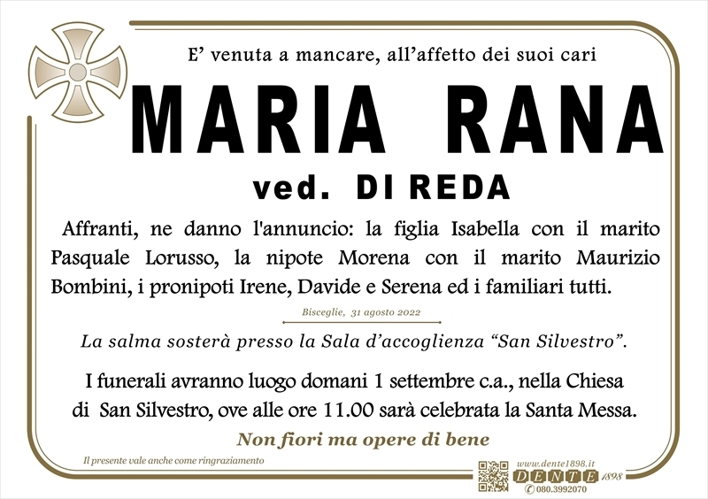 MARIA RANA | Bisceglie | necrologi web